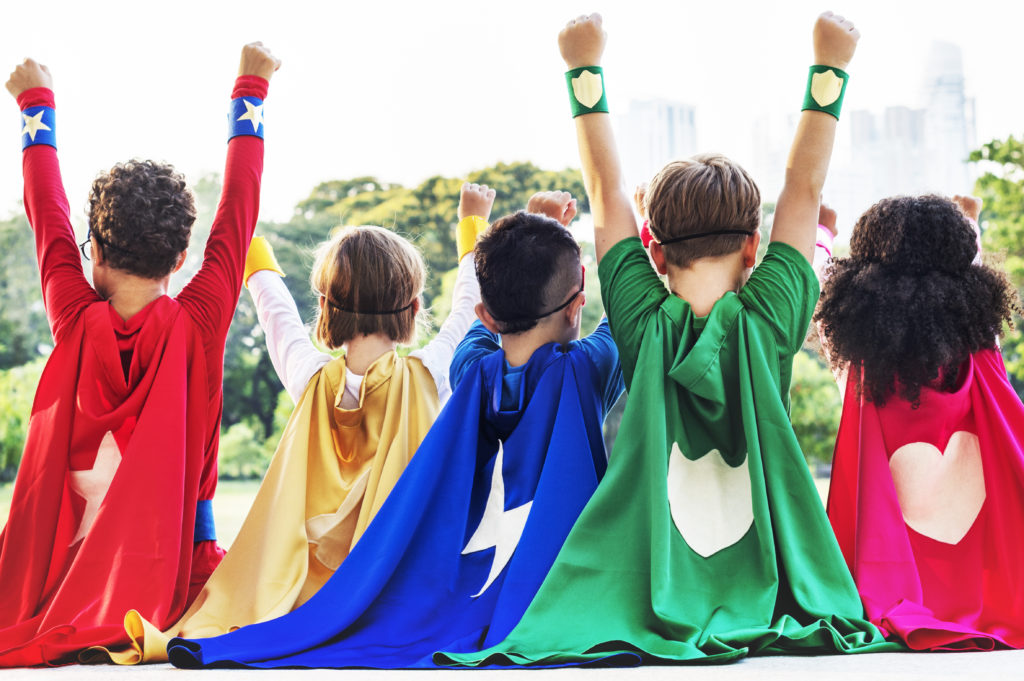 Superheroes Kids Friends Playing Togetherness Fun Concept - Merrill ...